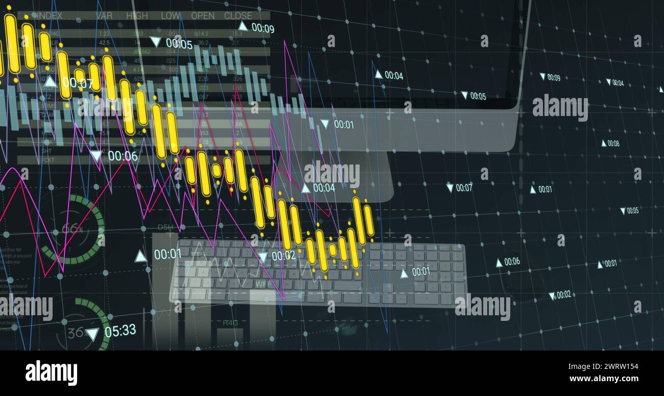 Image of computer over data processing Stock Photo - Alamy