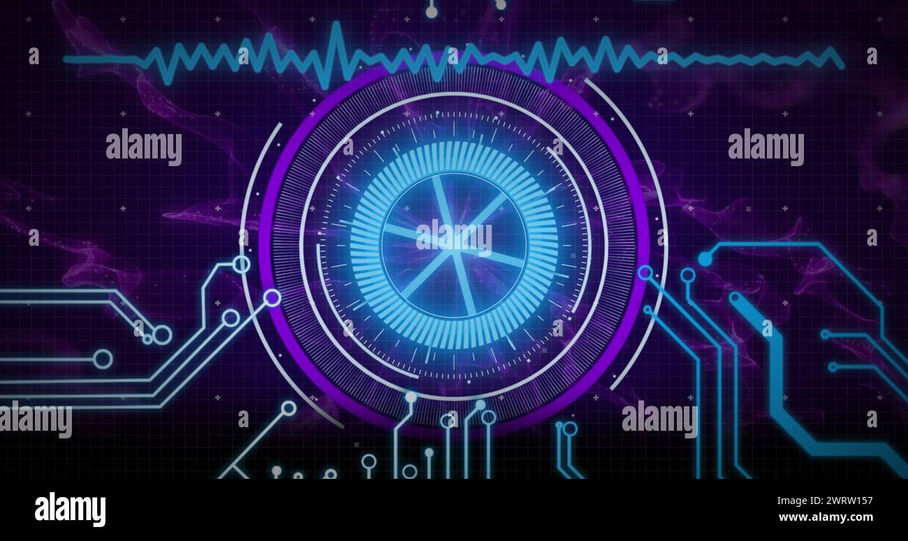 Image of scope scanning and data processing over computer circuit board Stock Photo - Alamy