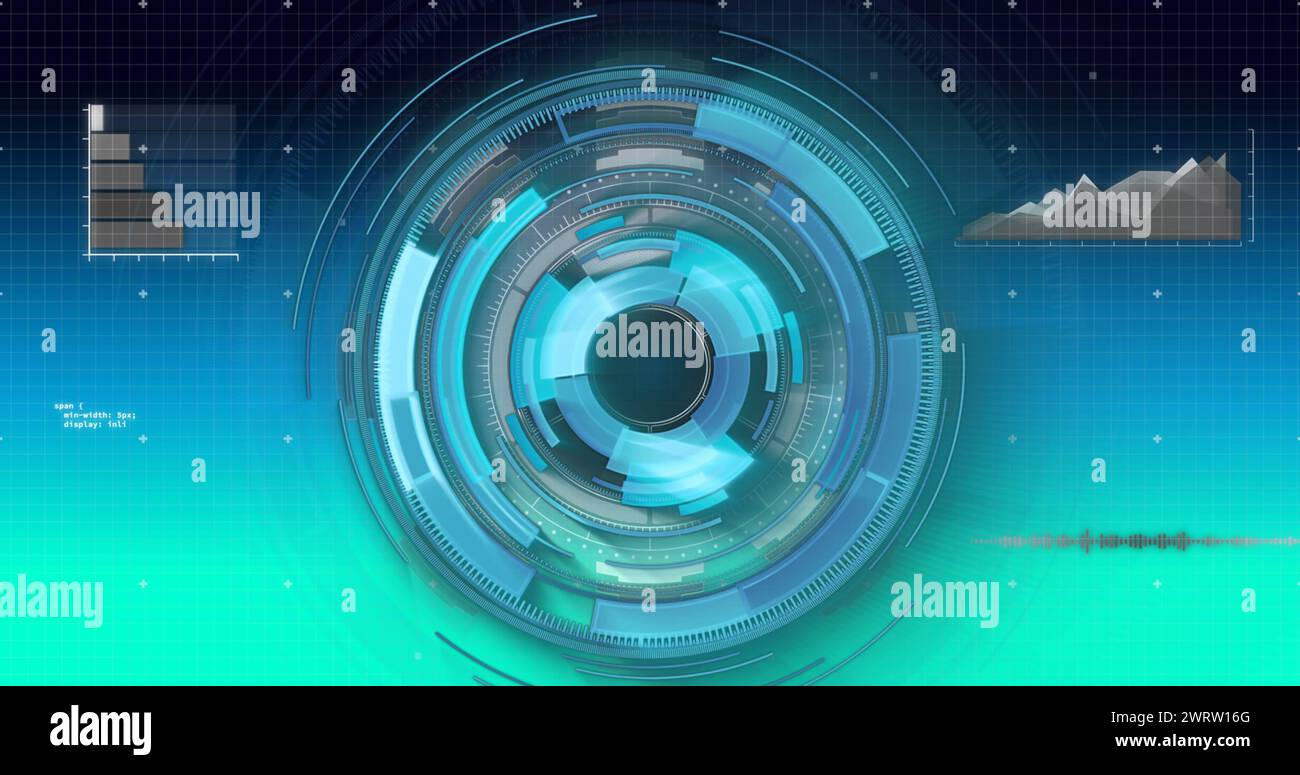 Image of scope scanning and data processing over statistics Stock Photo - Alamy