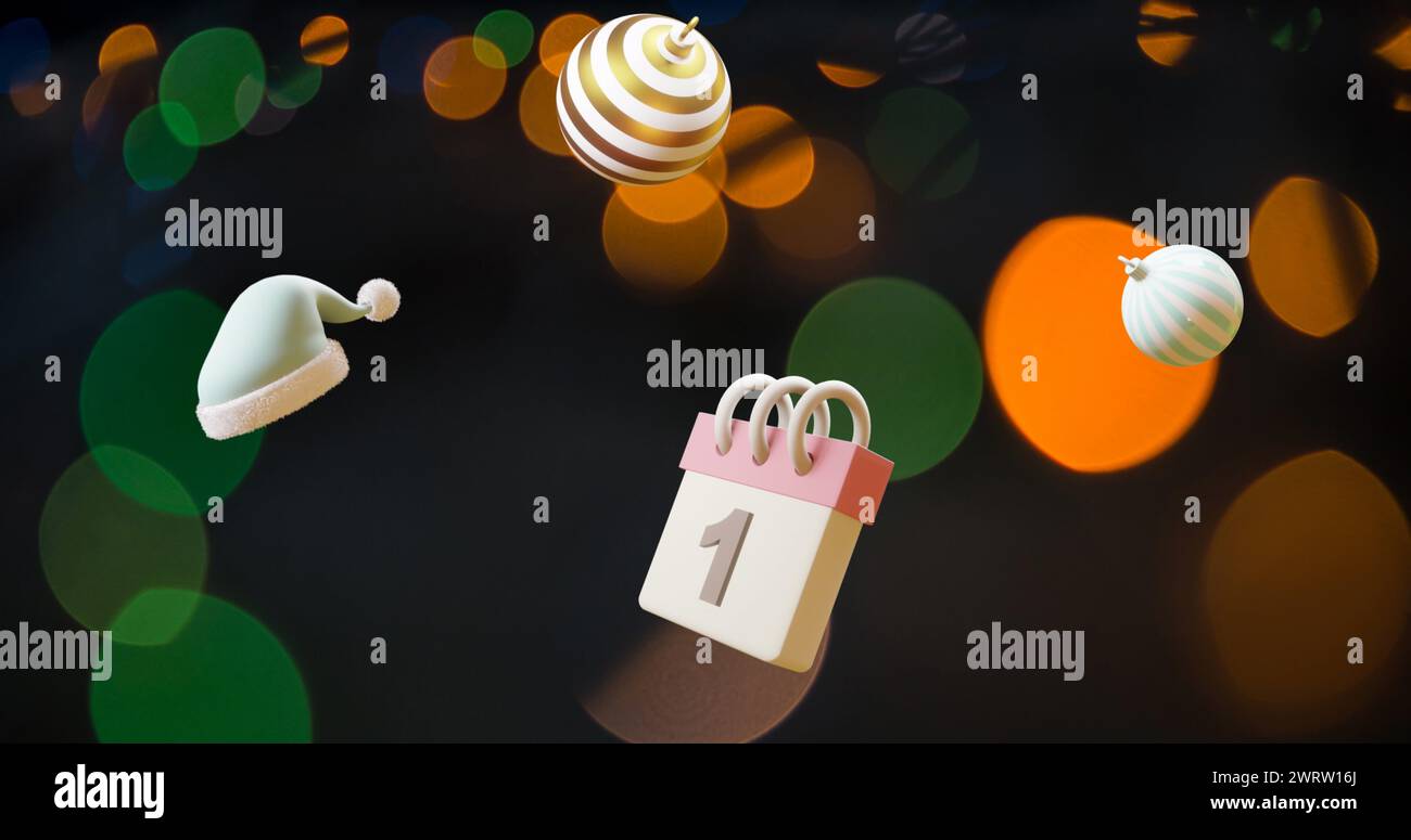 Image of calendar with 1 number date and christmas decorations Stock ...