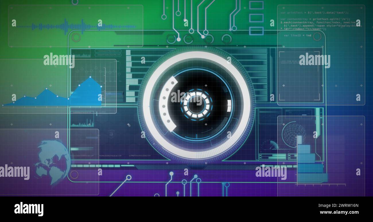 Image Of Scope Scanning And Data Processing Over Computer Circuit Board