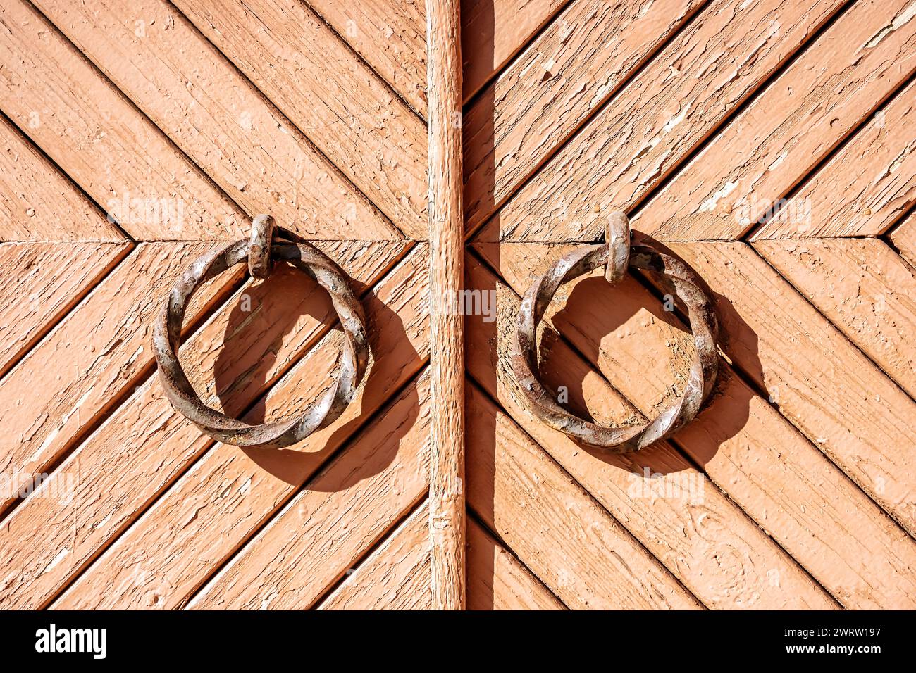 Old barn gate. Wooden rustic gate for a warehouse, stable or barn. High ...