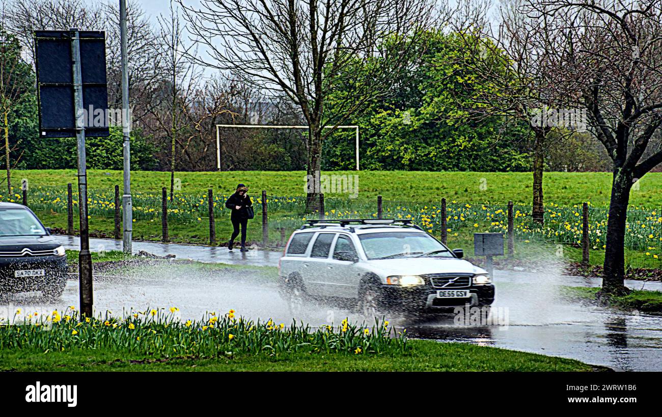 Glasgow, Scotland, UK. 14th March, 2024: UK Weather: Raining in the ...