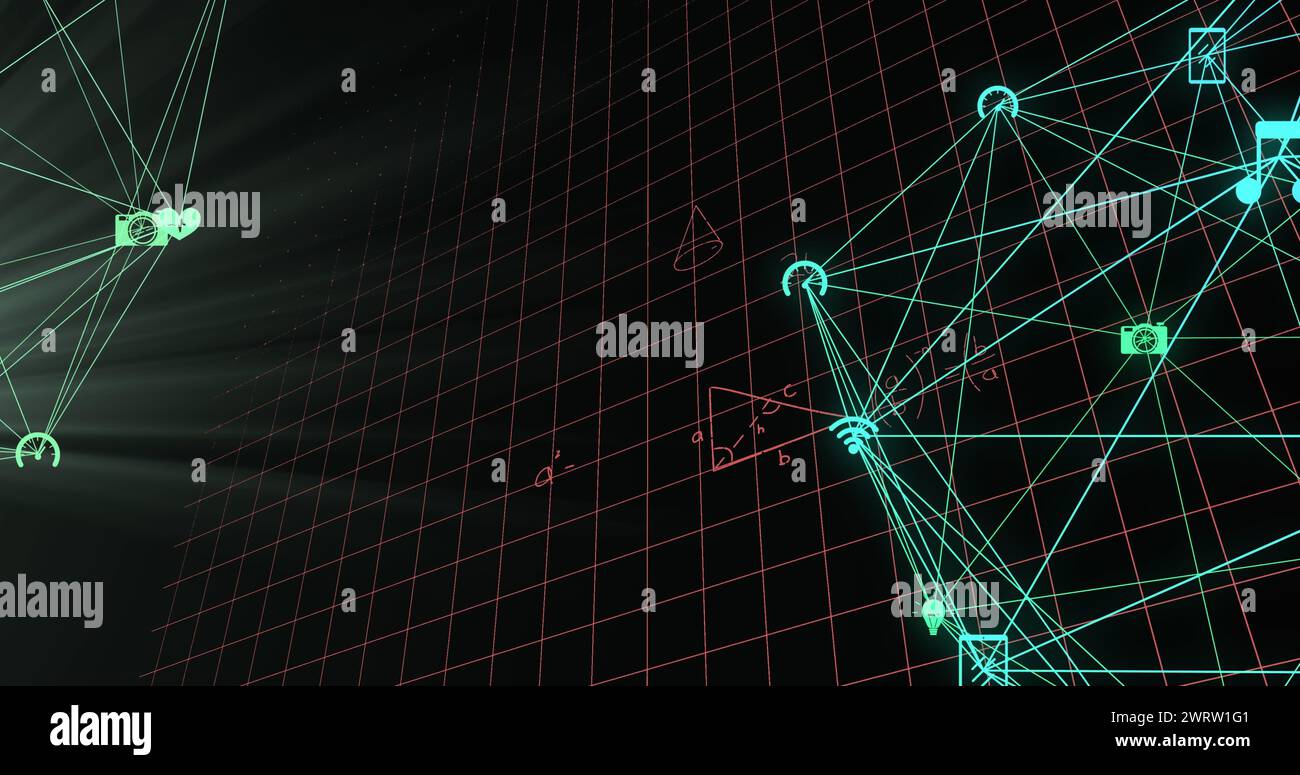 Image of connections and data processing over screens Stock Photo - Alamy