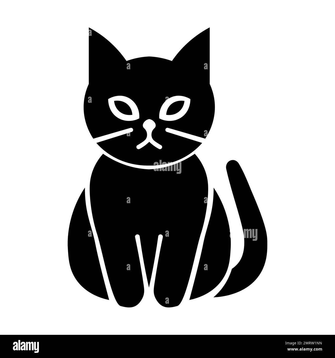 Black domestic shorthair cat isolated Stock Vector Images - Alamy