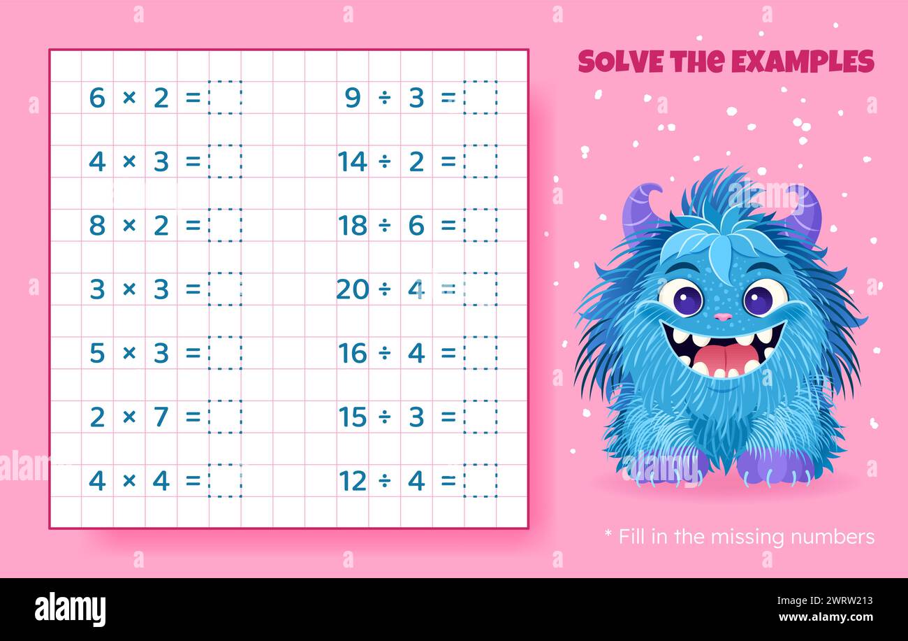 Math game for kids. Multiplication and division Stock Vector Image ...