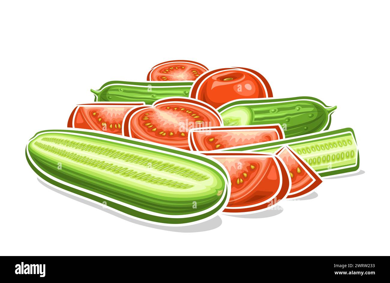 Vector logo for Tomato and Cucumber, decorative horizontal poster with ...