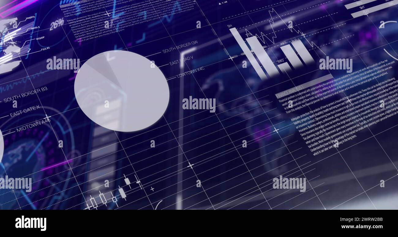 Image of statistical data processing against interface with data ...