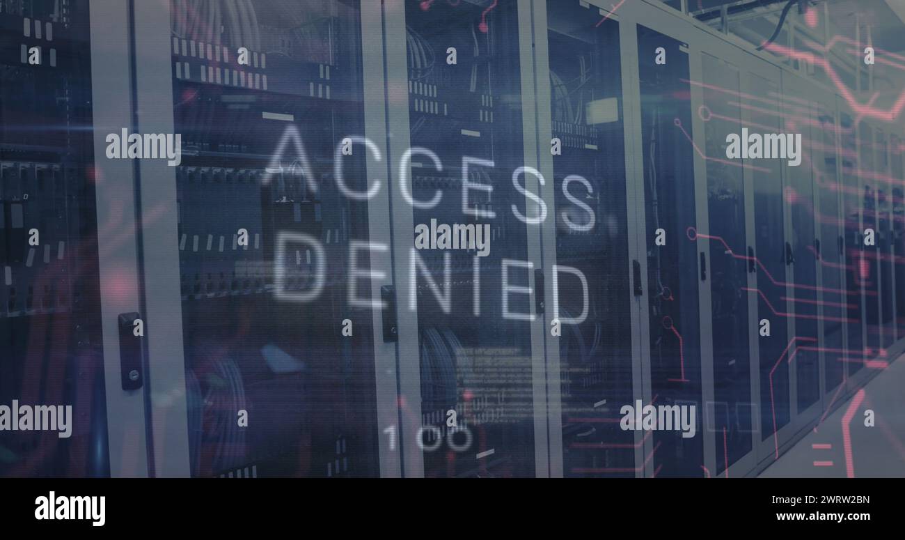 Image of access denied text and data processing against computer server room Stock Photo - Alamy