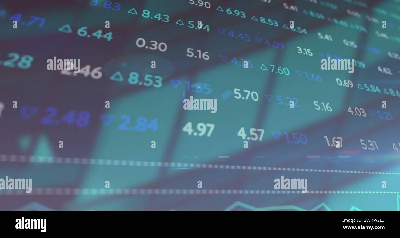 Image of stock market and diagrams on black background Stock Photo - Alamy
