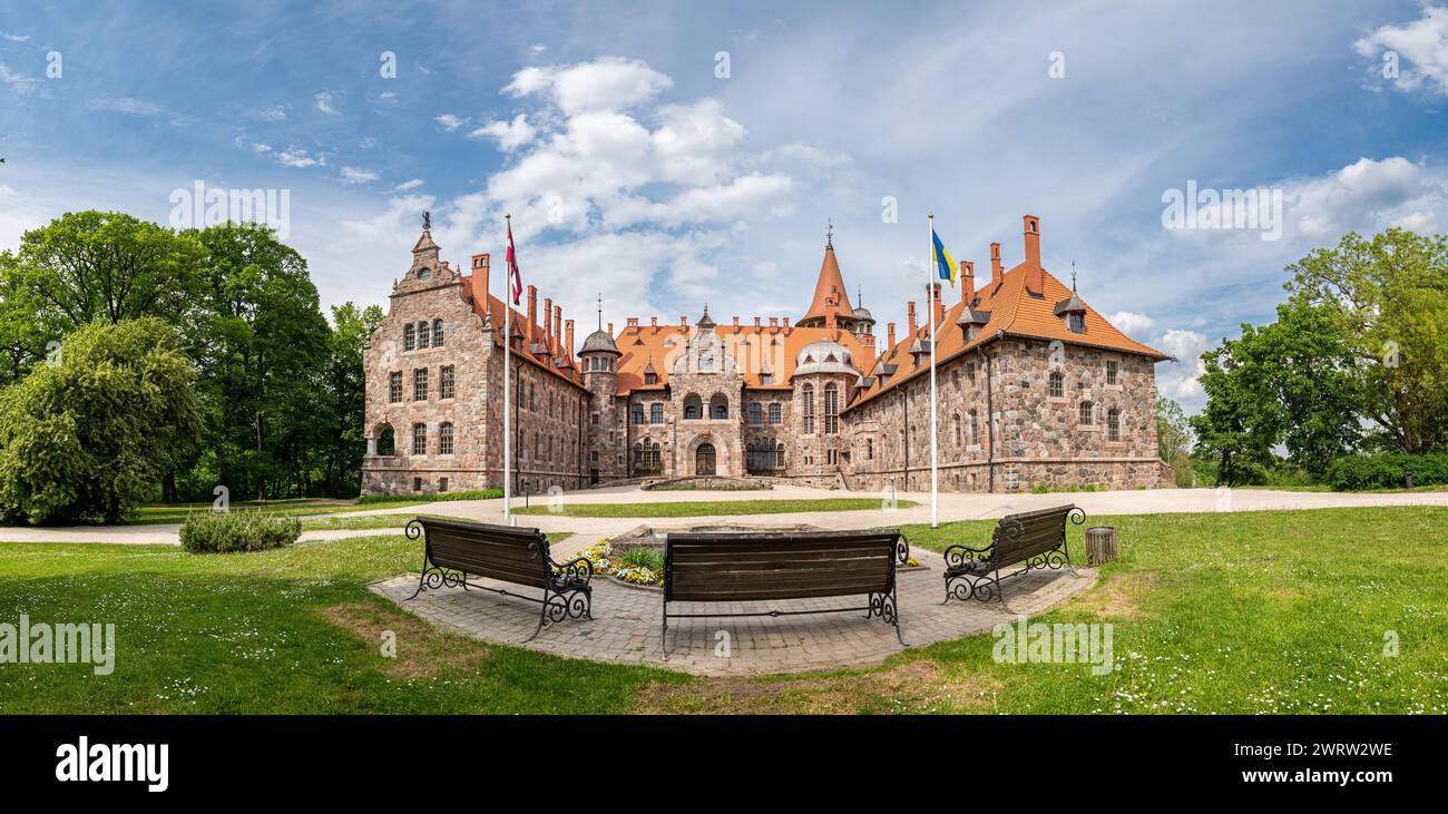 Castle in city Cesvaine, Latvia. Old Medieval castle 14th century ...