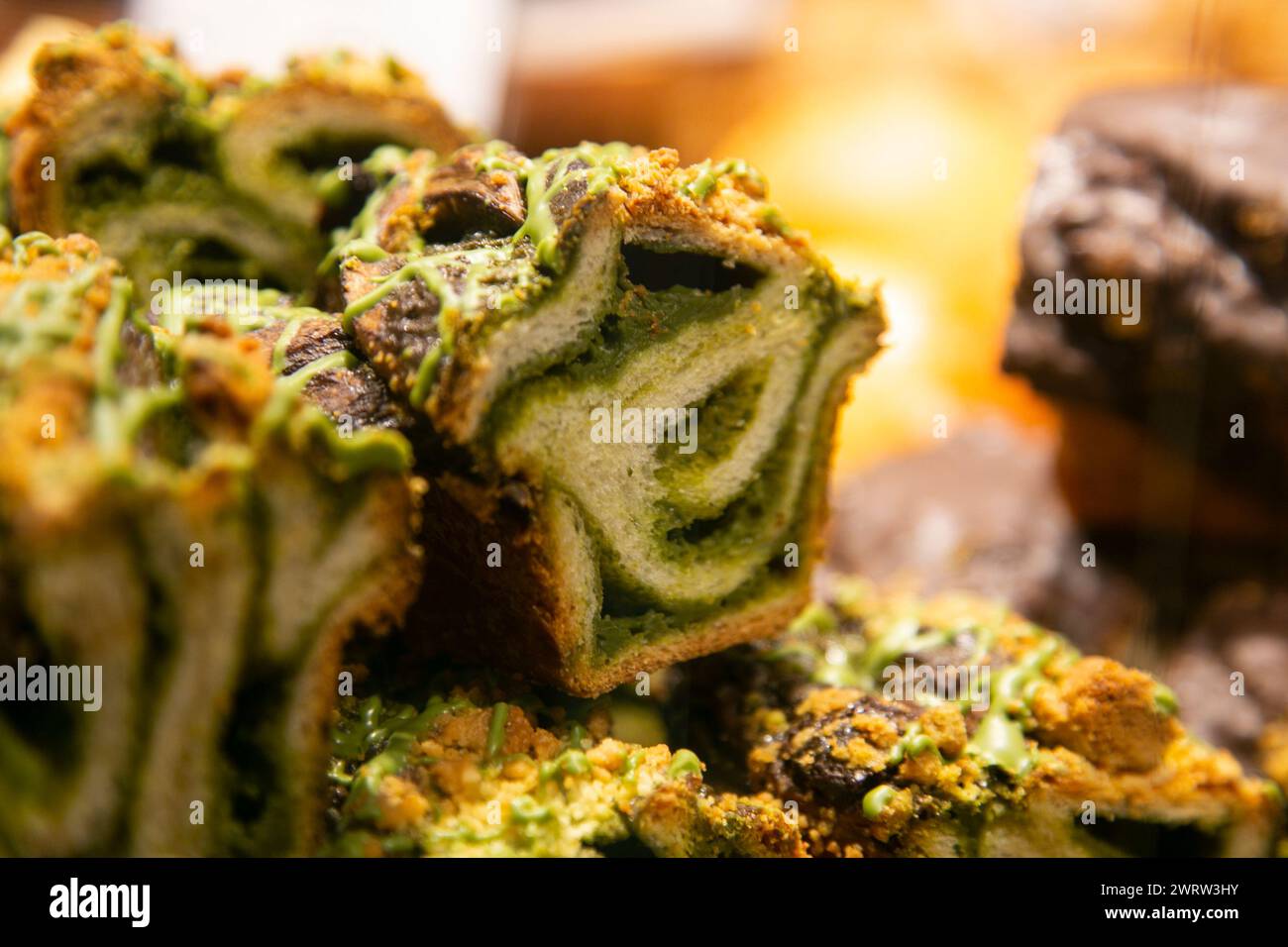 Marble chocolate and matcha tea cake in a Japanese Bakery in Kyoto ...