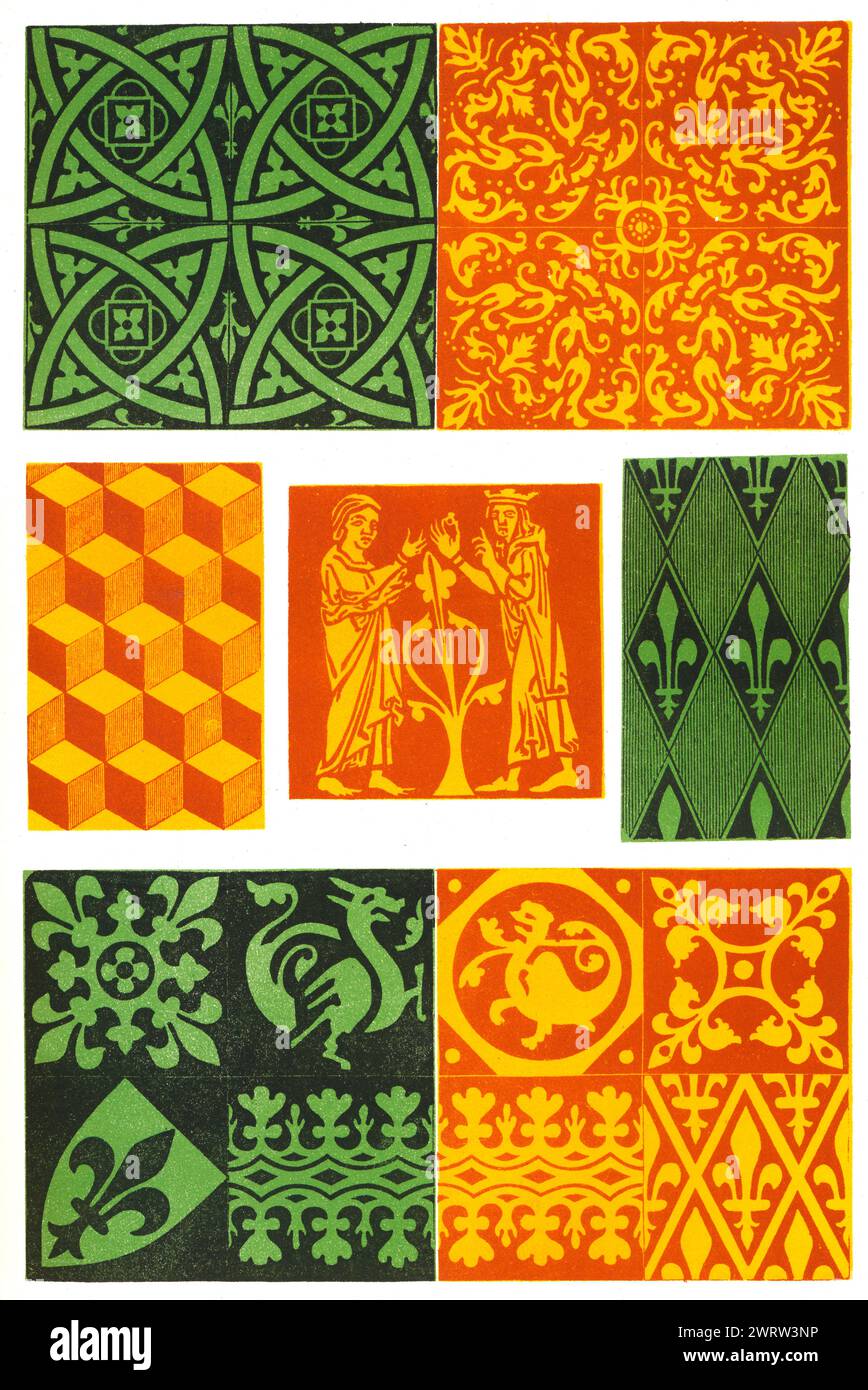 Mediaeval tile pattern of the 16th century Stock Photo - Alamy