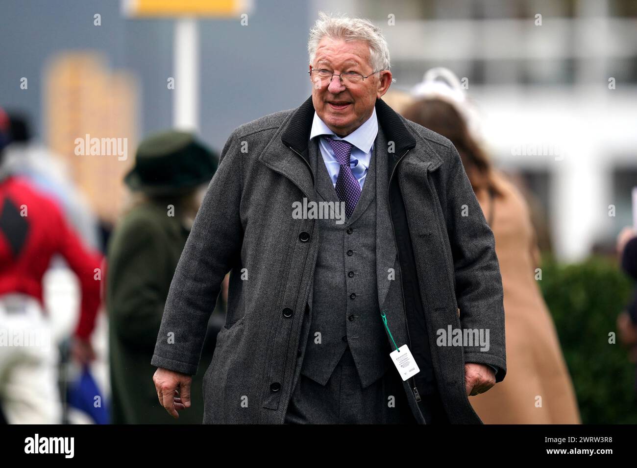 Sir Alex Ferguson, owner of Monmiral, celebrates winning the Pertemps ...