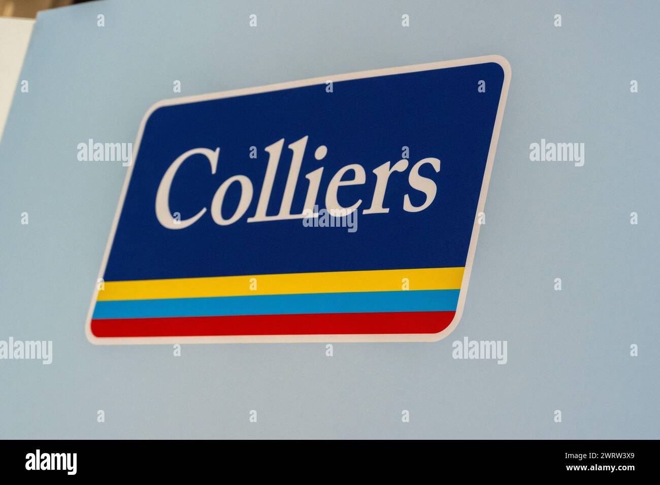 Cannes, France. 13th Mar, 2024. The COLLIERS logo at Mipim in Cannes ...