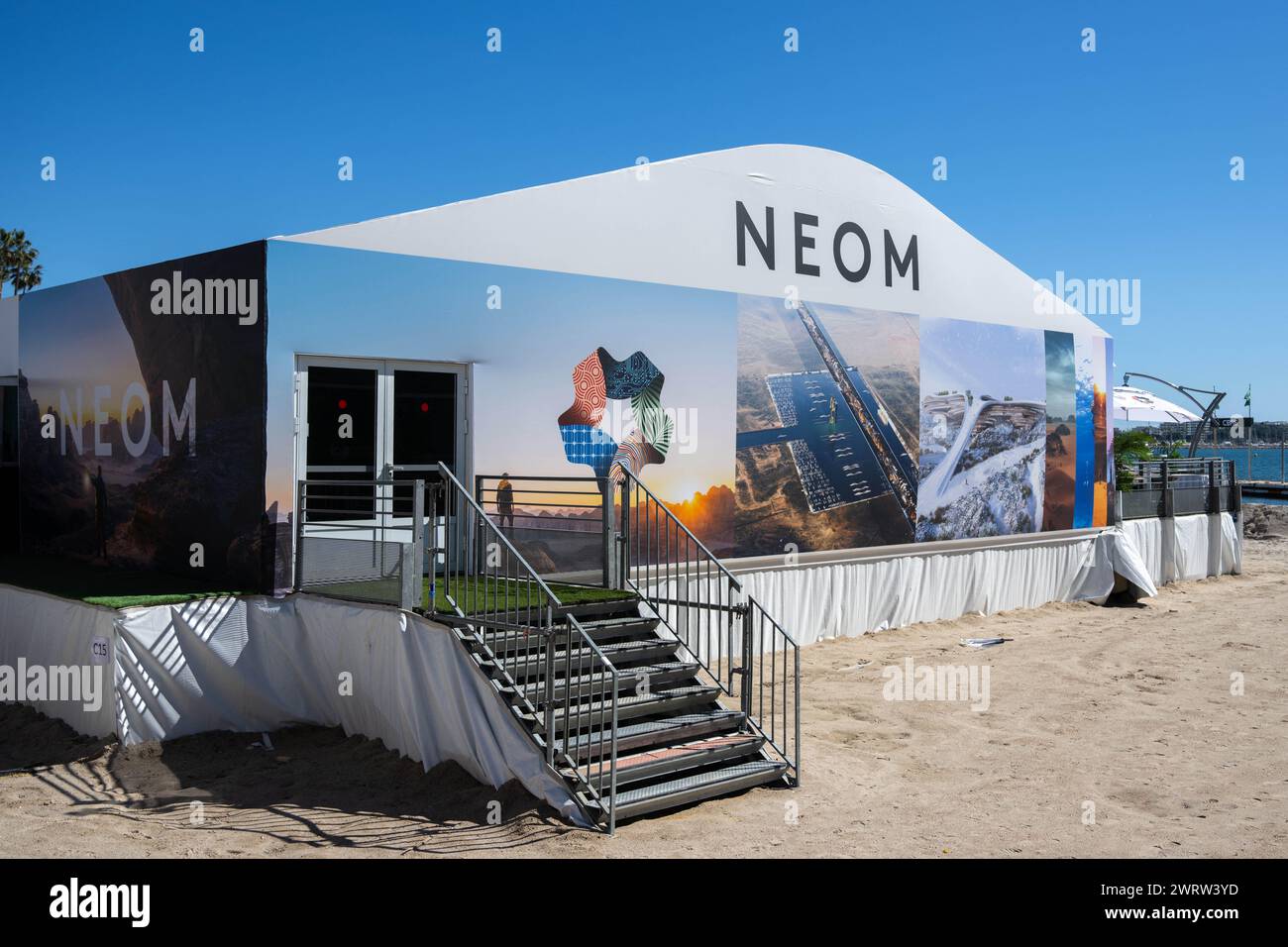 Cannes, France. 13th Mar, 2024. The Neom presentation pavilion at Mipim ...