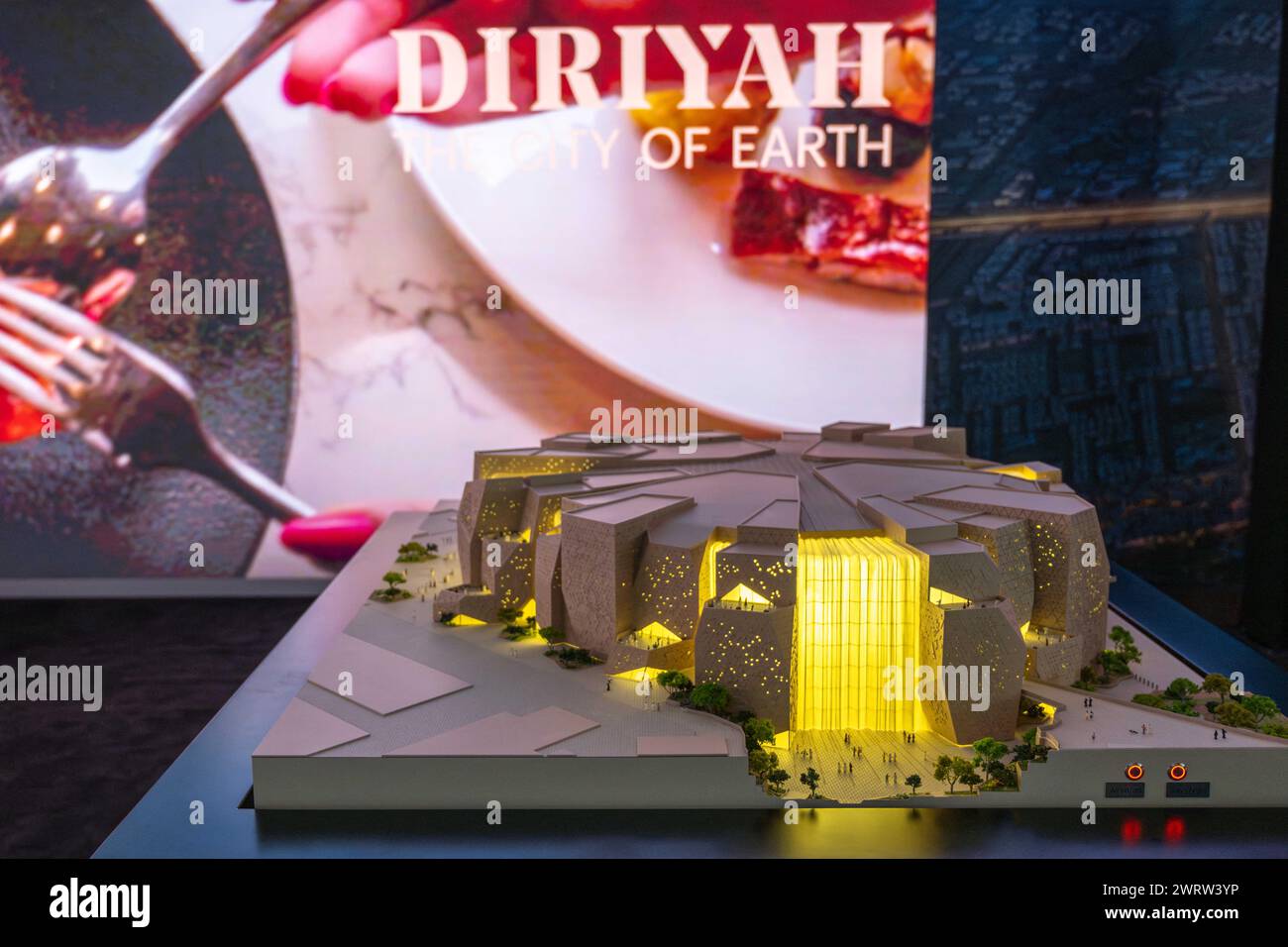 Cannes, France. 13th Mar, 2024. A model of the Diriyah Gate project at ...