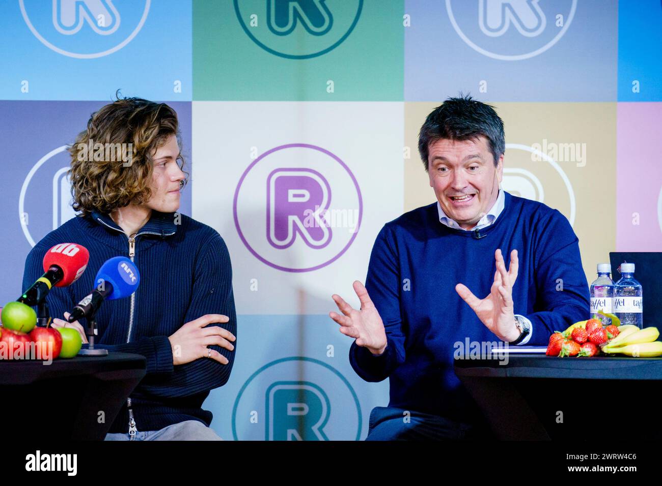 Oslo 20240314.Alpinist Lucas Braathen together with the head of the ...