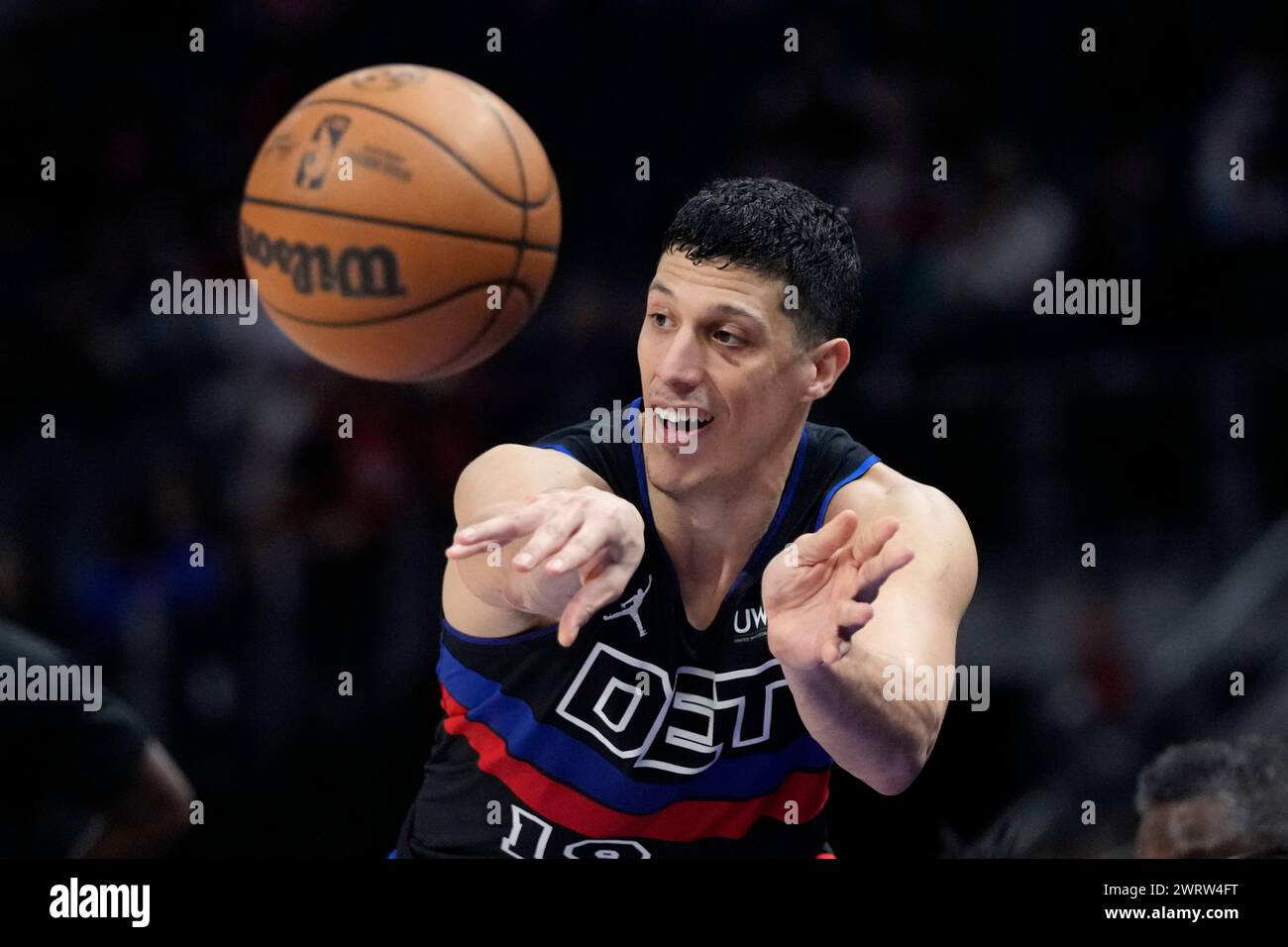 Detroit Pistons forward Simone Fontecchio passes during the second half ...