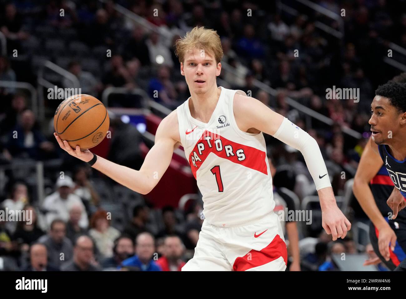 Toronto Raptors guard Gradey Dick drives during the first half of an ...
