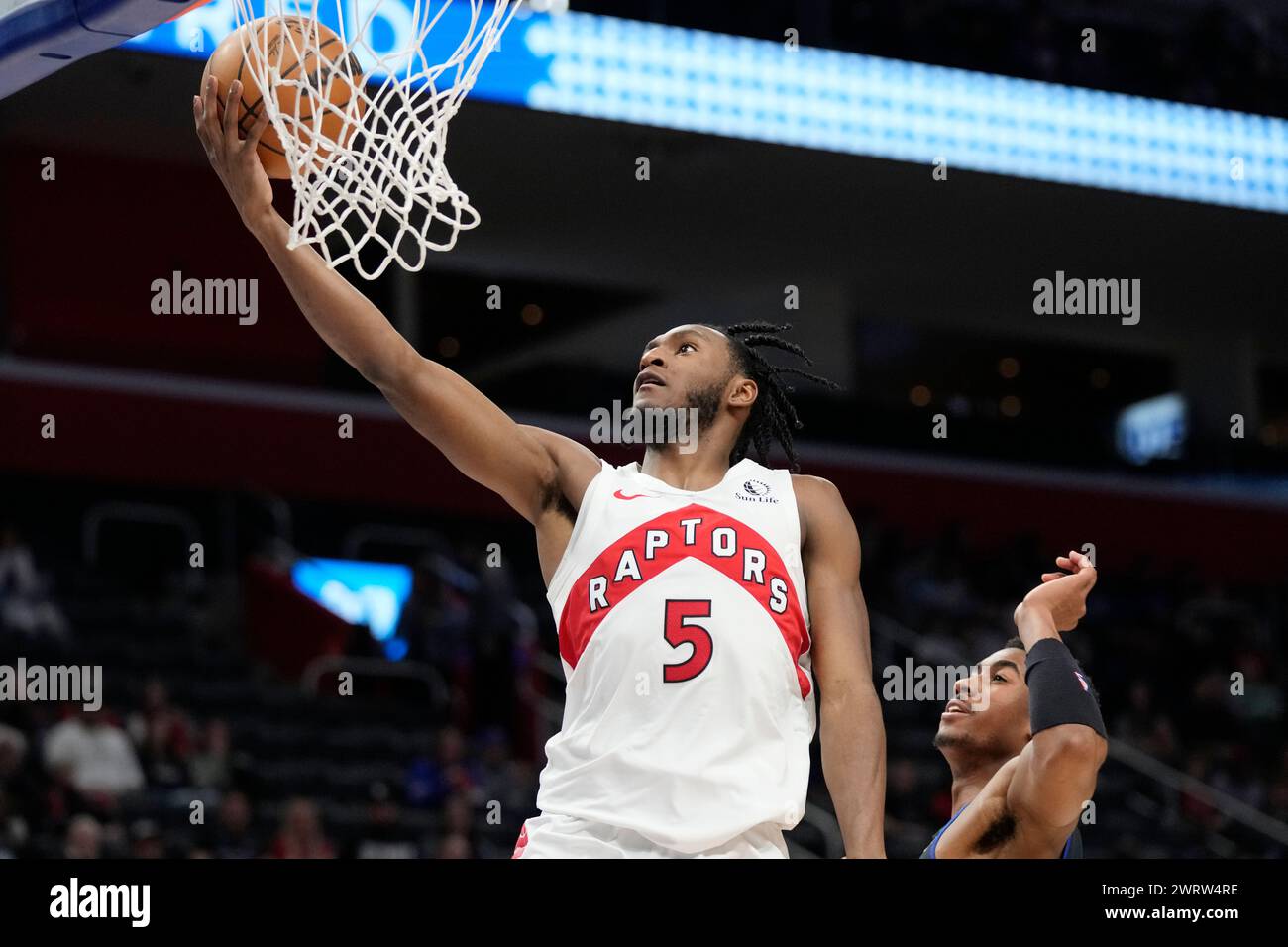 Toronto Raptors guard Immanuel Quickley makes a basket during the first ...