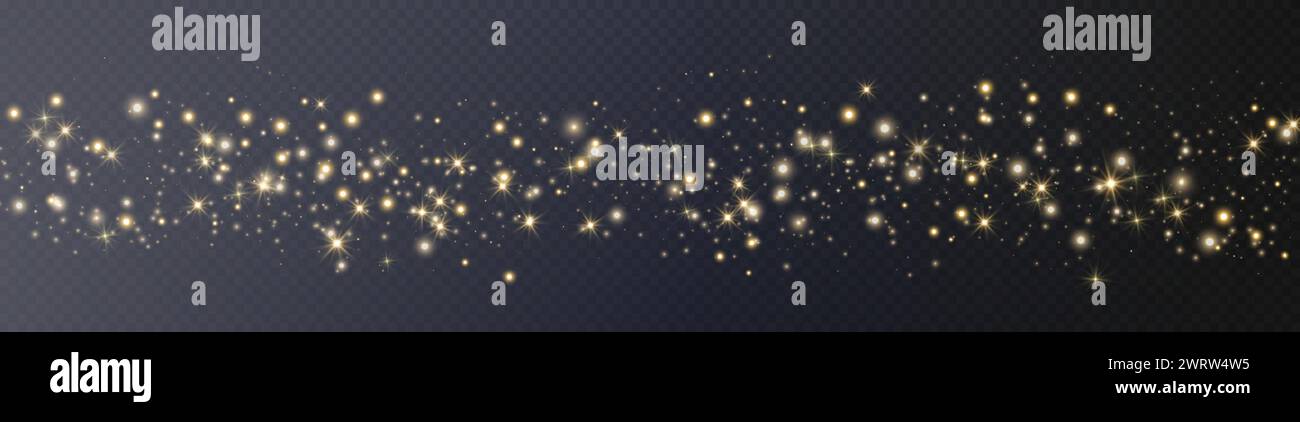Gold glittering dots, particles, stars magic sparks. Glow flare light effect. Gold luminous ...