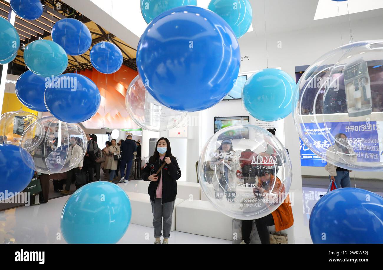 Shanghai. 14th Mar, 2024. People visit Philips's booth during the 2024 ...