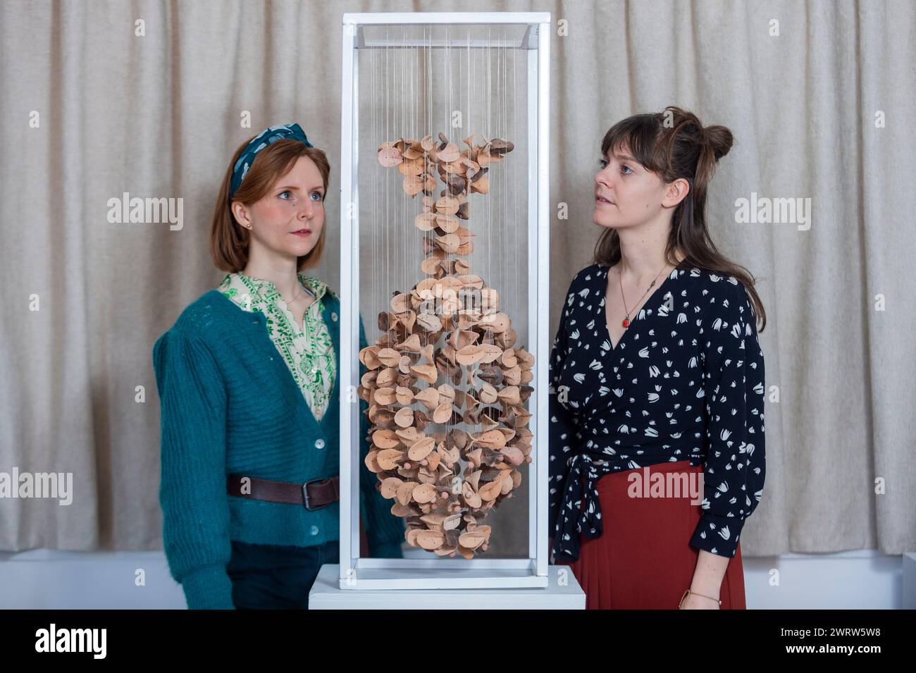London, UK. 14 March 2024. (L) Actor Rosalind Ford and artist Emeline ...
