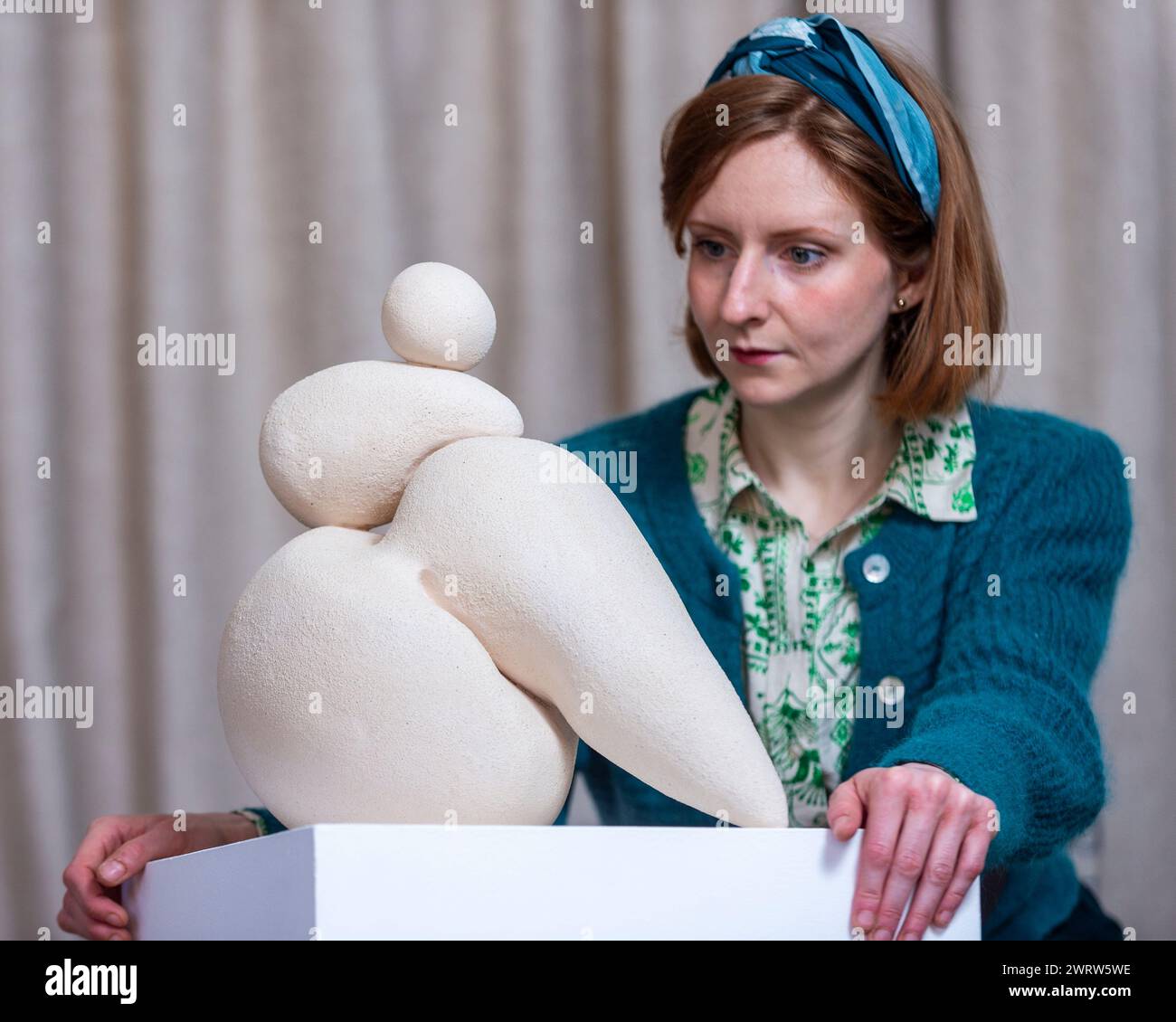 London, UK. 14 March 2024. Actor Rosalind Ford with 'A Meliorist' by ...