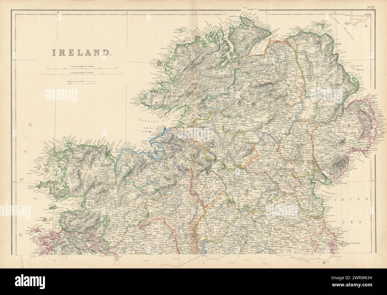 Ireland (North Part) by Edward Weller. Ulster 1860 old antique map plan ...