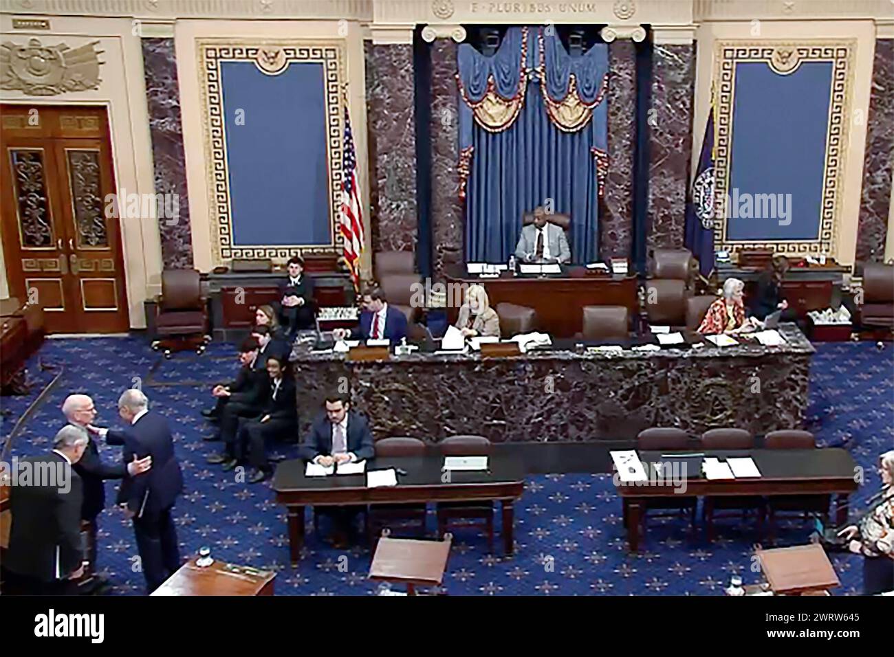 In this image from video provided by Senate TV, Senate Majority Leader ...