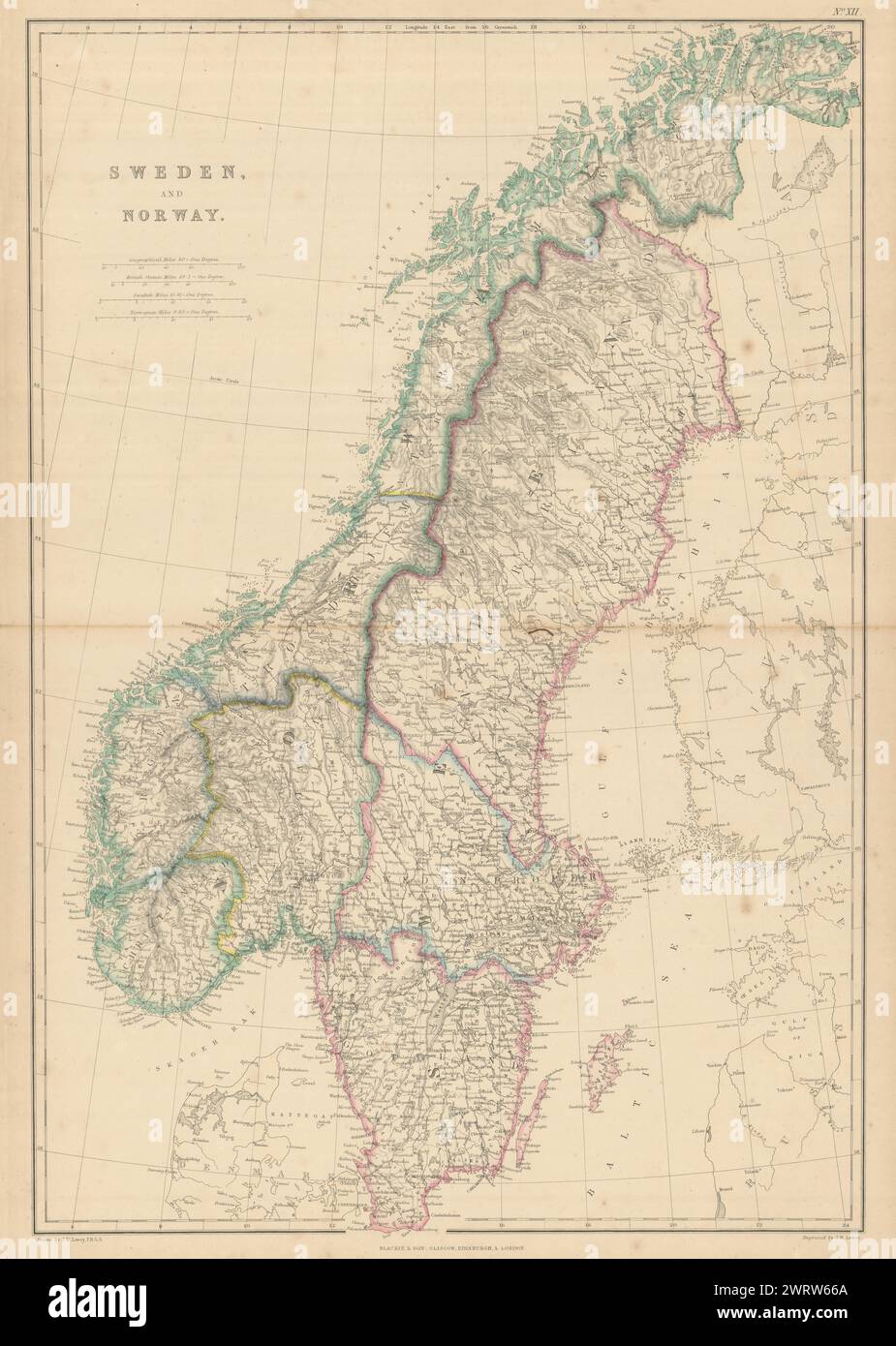 19th century norway map hi-res stock photography and images - Alamy