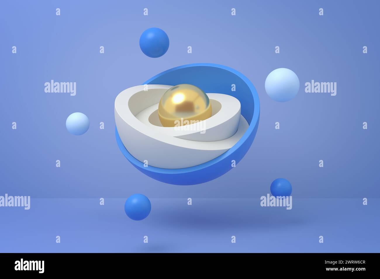 Abstract spheres with golden core Stock Photo - Alamy