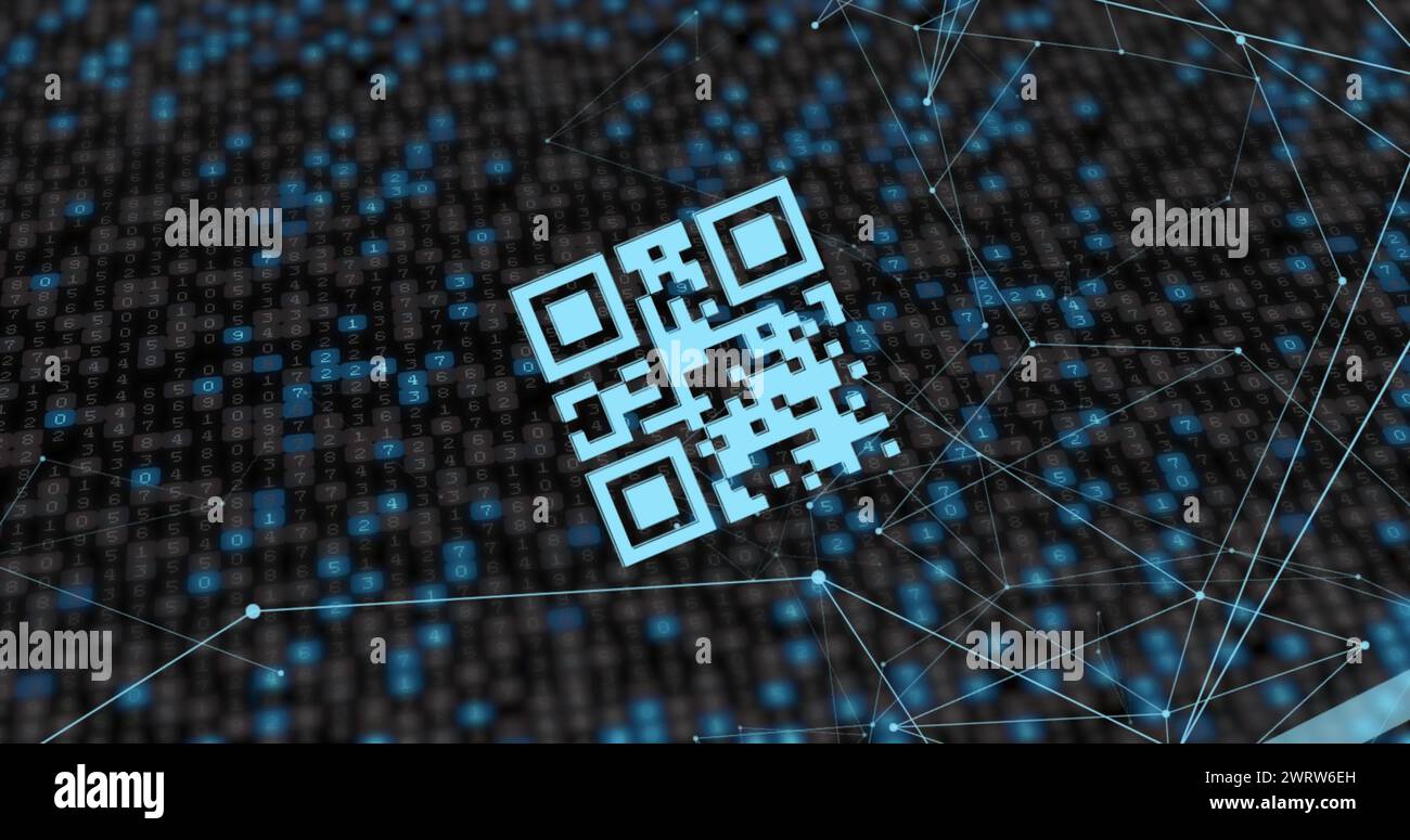 Image of qr code and networks of connections Stock Photo - Alamy