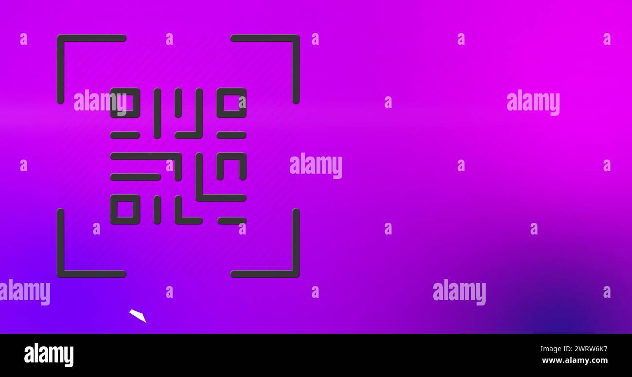 Image of qr code over dots and connections on pink and blue background ...