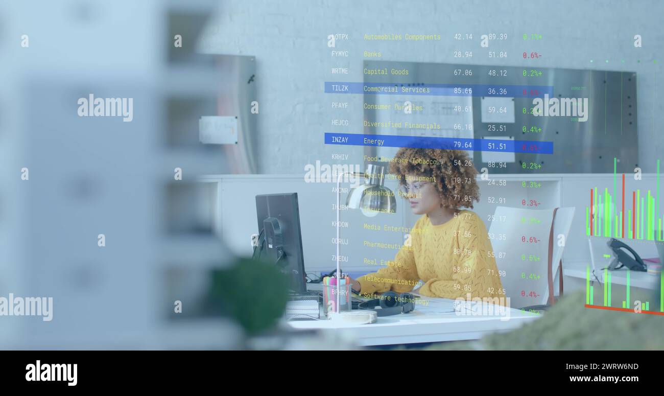 Data processing on interface over diverse female colleagues discussing ...