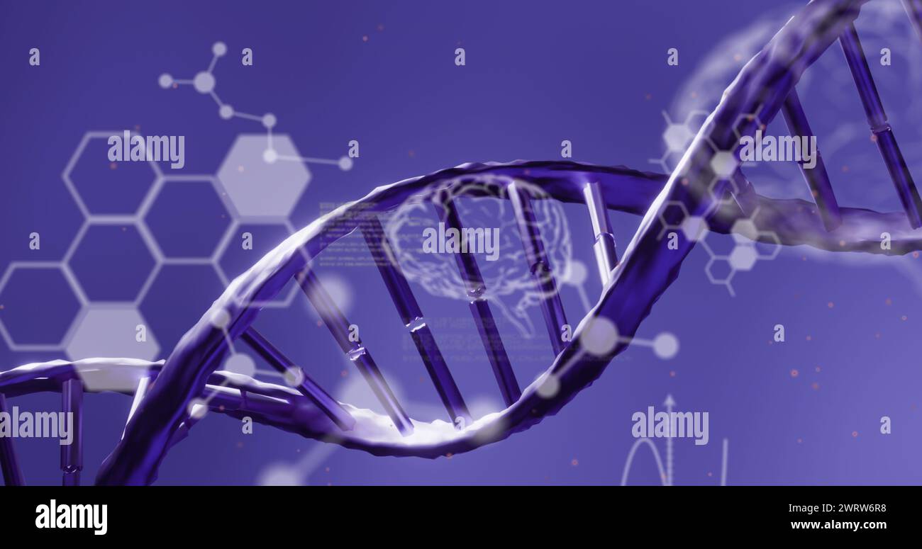 Medical Data Processing Over Dna Structure Spinning Against Blue