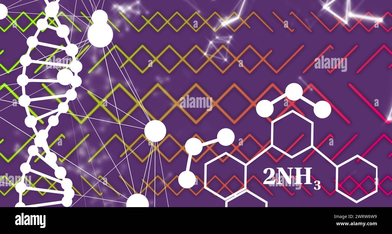 Dna structure spinning and chemical structures against network of ...