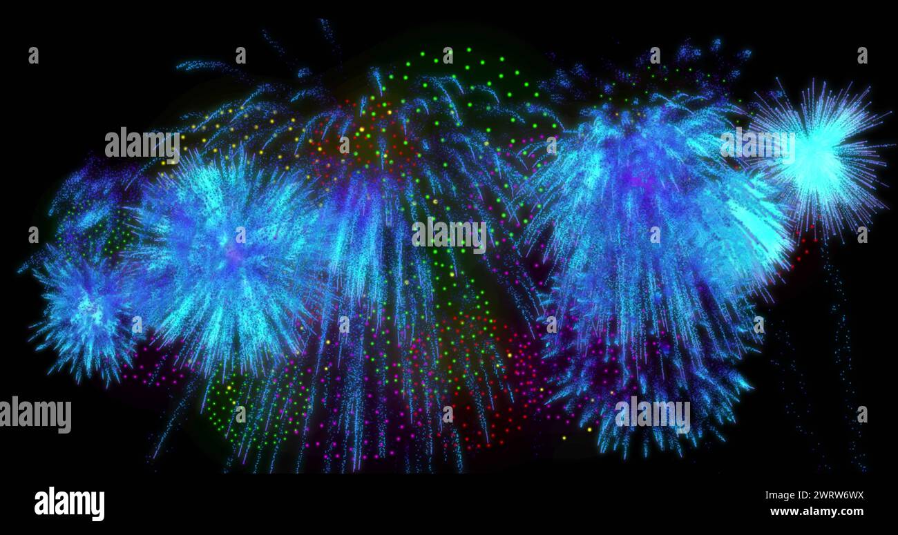 Image of shapes and fireworks on black backrgound Stock Photo - Alamy