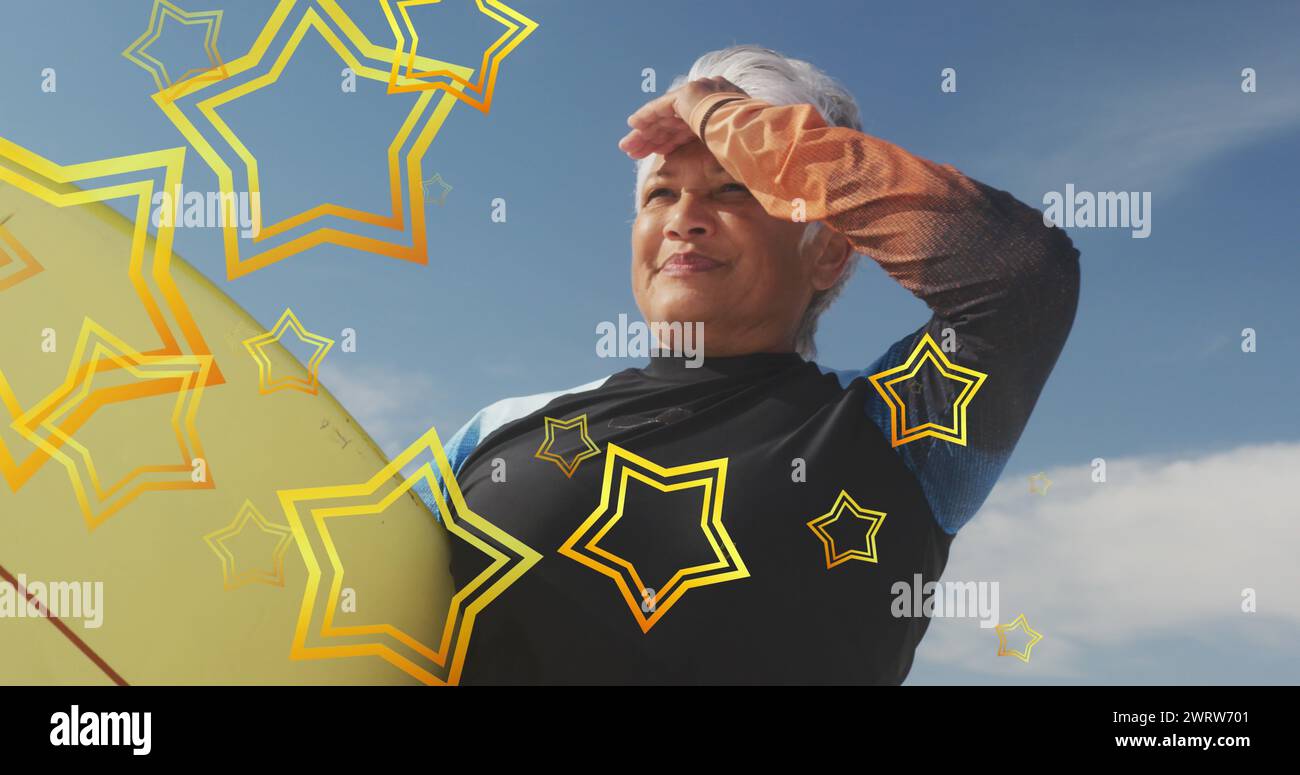 Outdoors biracial senior woman hi-res stock photography and images - Alamy