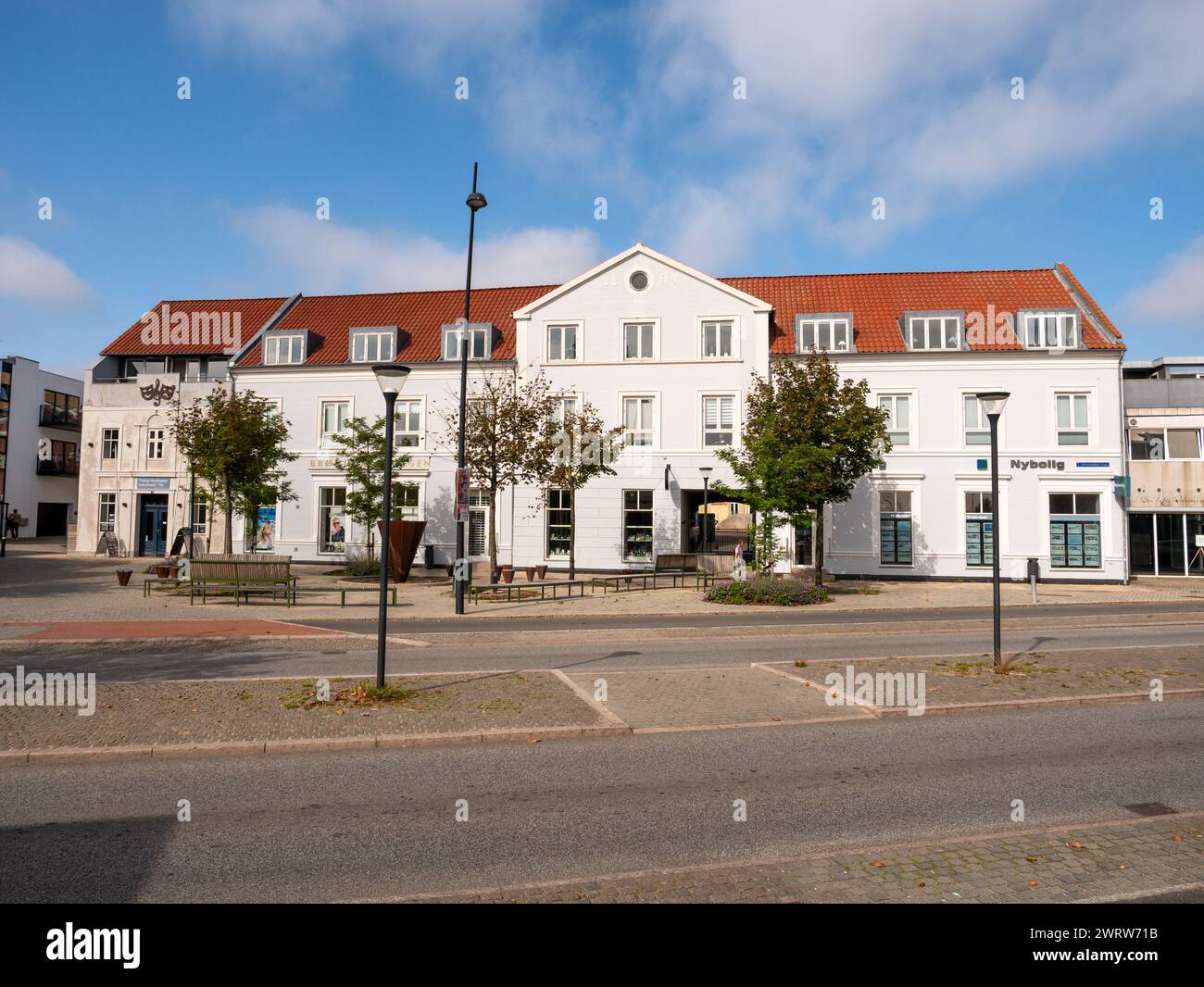 Street scene of Haandvaerker Torv square in center of market town ...
