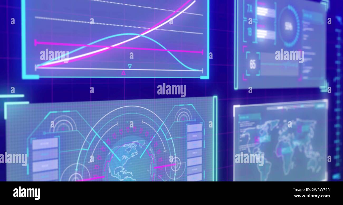 Image of data processing on blue background Stock Photo - Alamy