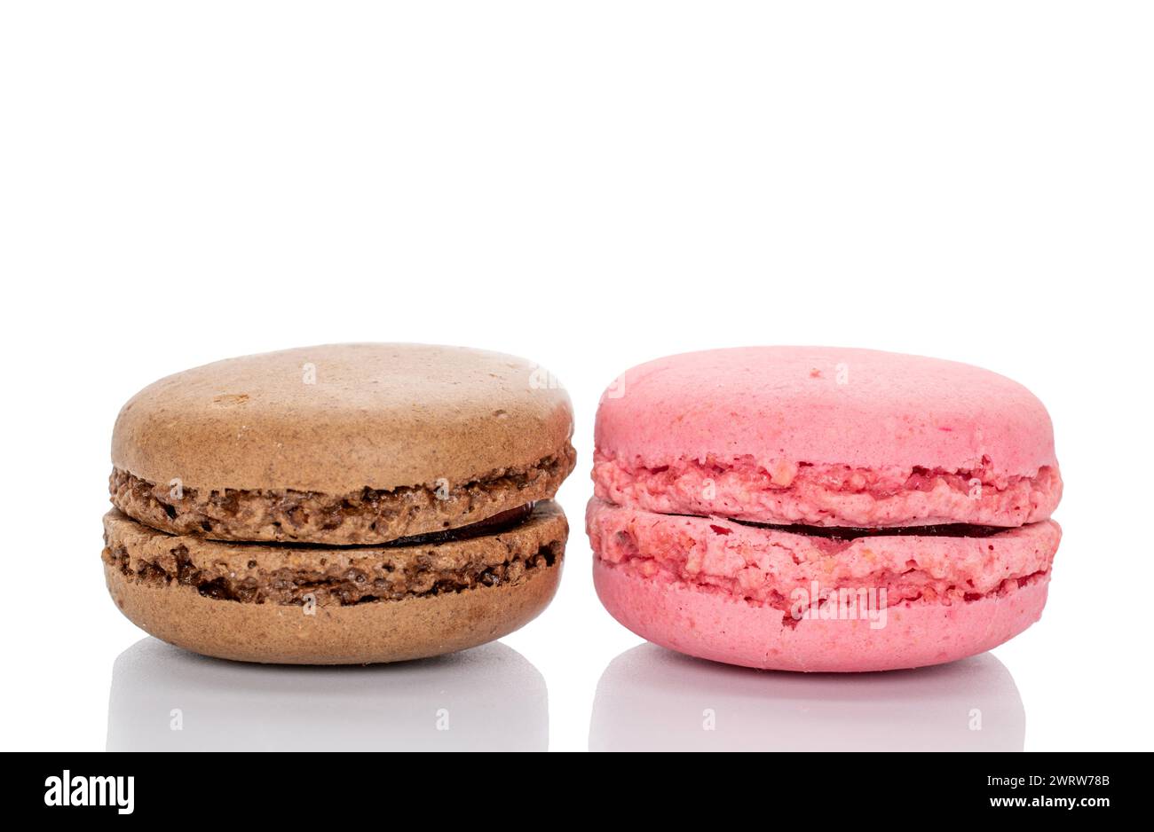 Two sweet macarons, macro, isolated on white background Stock Photo - Alamy