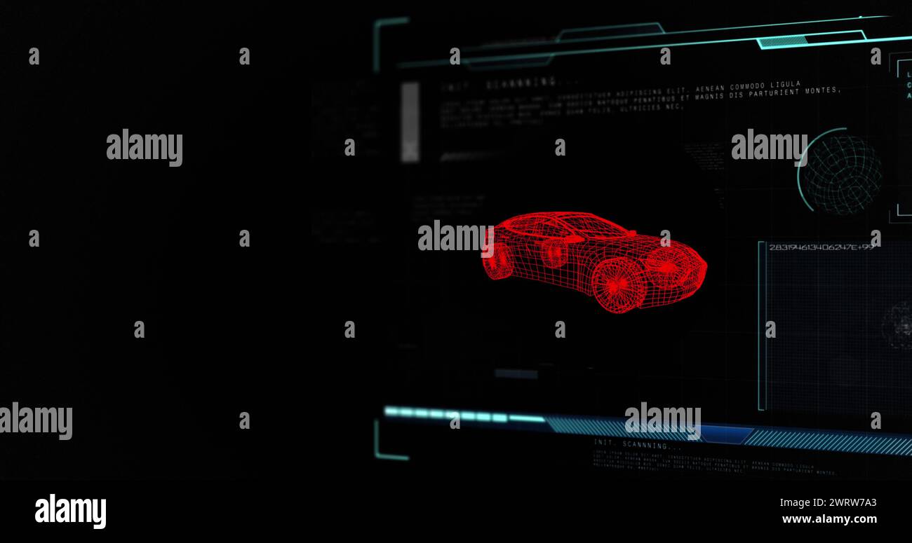 Image of 3d car drawing, scope scanning and data processing Stock Photo - Alamy
