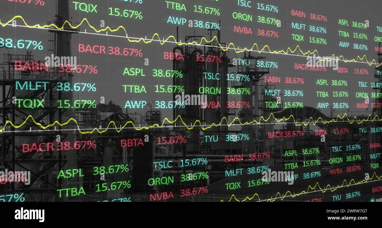 Image of construction site, financial data processing and statistics ...