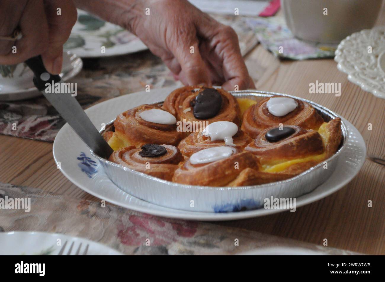 Copenhagen, Denmark /14 March 2024/Set coffee table and danish ...
