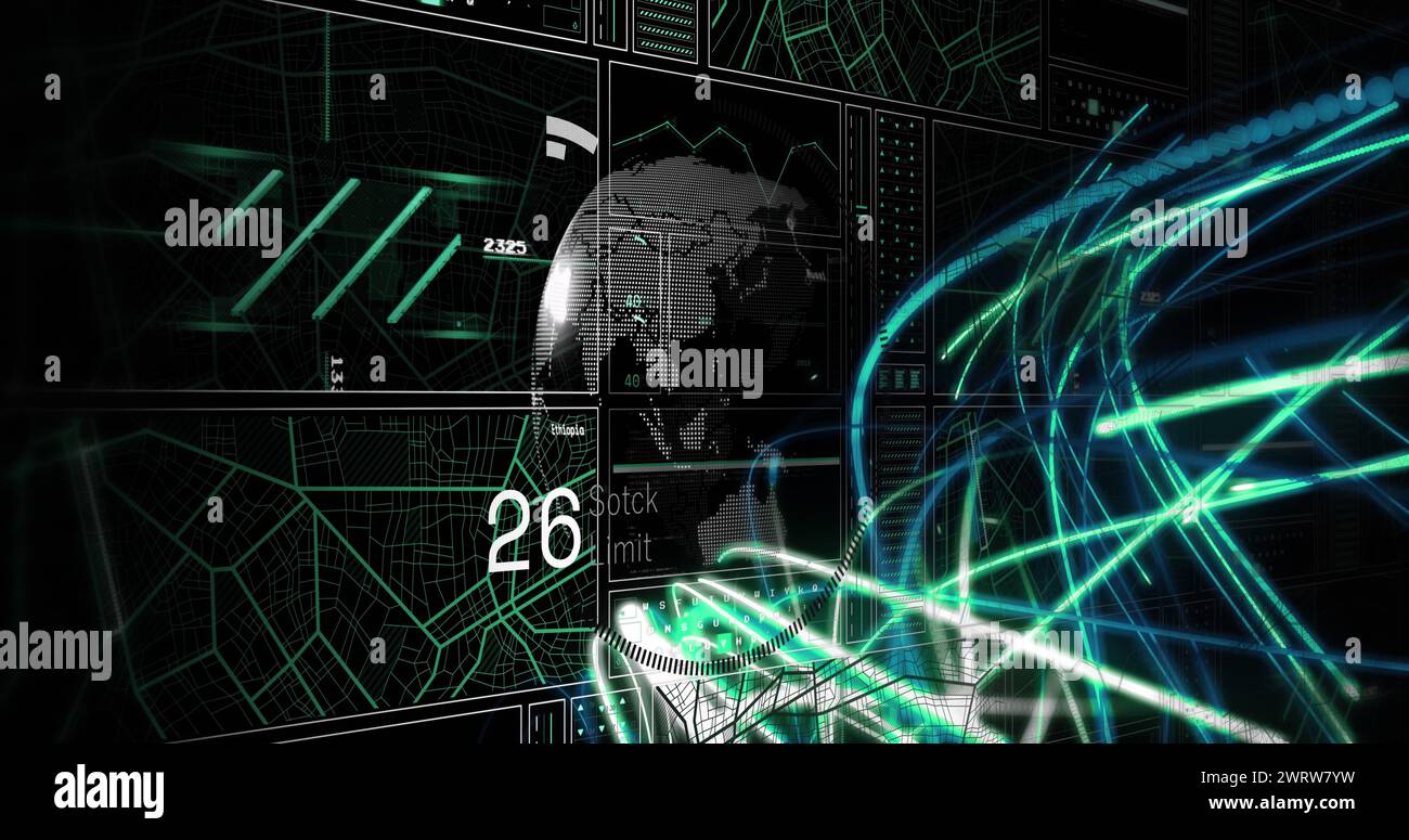 Image of digital screen with lights, numbers and data Stock Photo - Alamy