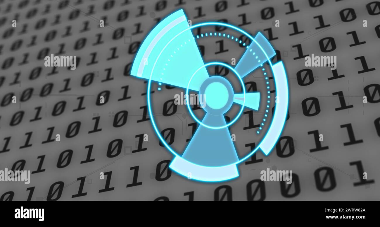 Image of blue circle with radar over binary code Stock Photo - Alamy