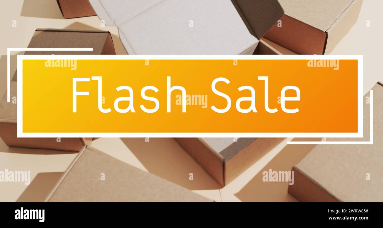 Image of flash sale text over gift boxes Stock Photo - Alamy