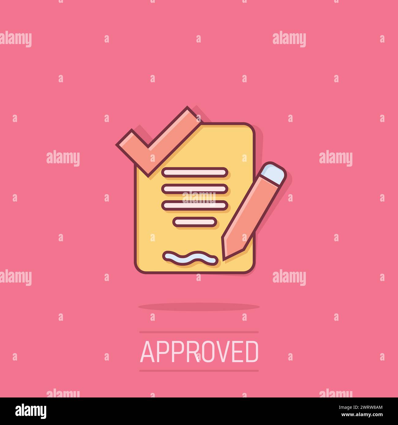 Document checklist icon in comic style. Report cartoon vector ...